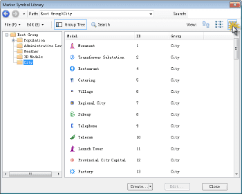 UI for the Marker Symbol Library Manager