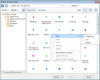 UI for the Marker Symbol Library Manager